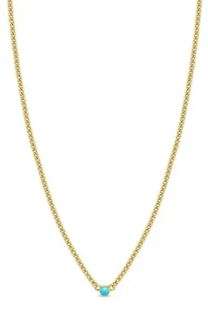 Zoe Chicco 14k Gold Turquoise Pendant Necklace - 14k Yellow Gold