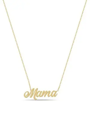 Zoe Chicco 14k Gold Mama Script Pendant Necklace - 14k Yellow Gold