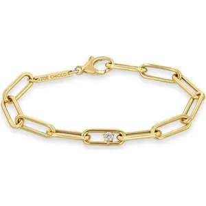 Zoe Chicco Diamond Paperclip Chain Bracelet - Yellow Gold