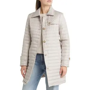 Via Spiga Water-resistant Quilted Trench Coat - Oyster