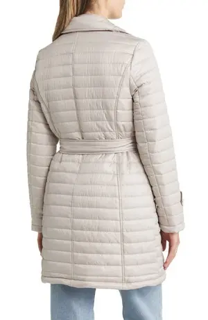 Via Spiga Water-resistant Quilted Trench Coat - Oyster