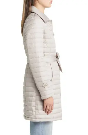 Via Spiga Water-resistant Quilted Trench Coat - Oyster