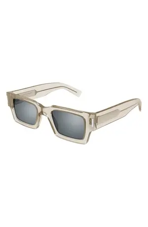 Saint Laurent Saint Laurent 50mm Rectangular Sunglasses Beige