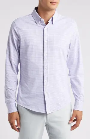 RHONE Commuter Slim Fit Button-up Shirt Lavender Check
