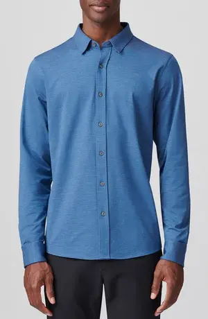 RHONE Commuter Slim Fit Button-up Shirt Medium Blue Oxford