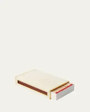 Aerin Faux Shagreen Oversized Match Box With Striker - Cream