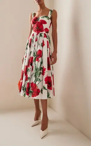 Dolce & Gabbana Poppy-print Cotton Midi Dress