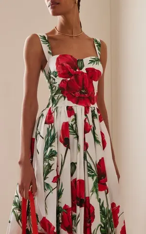 Dolce & Gabbana Poppy-print Cotton Midi Dress