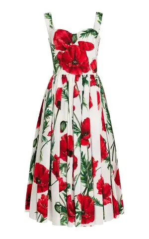 Dolce & Gabbana Poppy-print Cotton Midi Dress