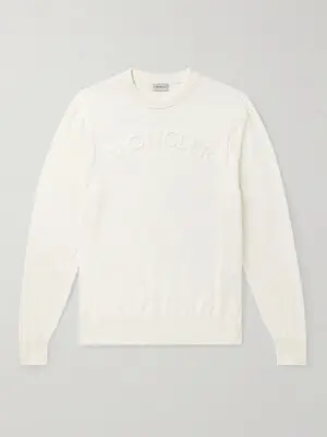 Moncler Logo-embossed Cotton Sweater - White