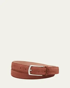 Zegna ZEGNA Triple Stitch Leather Belt Rd Brw Sld