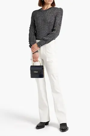 Derek Lam 10 Crosby Ruffled Metallic Ribbed Cottonblend Sweater