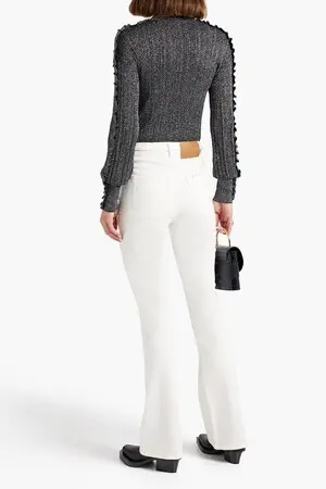 Derek Lam 10 Crosby Ruffled Metallic Ribbed Cottonblend Sweater