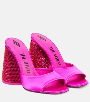 Attico Luz Embellished Satin Mules - Pink