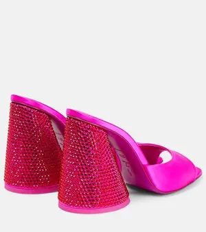 Attico Luz Embellished Satin Mules - Pink