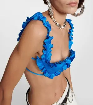 Attico Glory Ruffled Satin Bralette