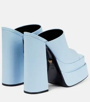 Versace Leather Platform Mules - Blue