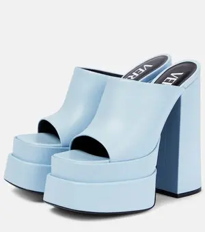 Versace Leather Platform Mules - Blue