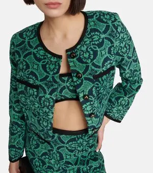 MARINE SERRE Jacquard Cropped Jacket - Multicoloured