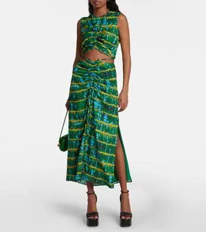 Altuzarra Ayana Printed Ruched Crop Top