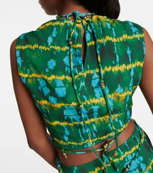 Altuzarra Ayana Printed Ruched Crop Top