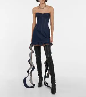 David Koma Corset Mini Denim Dress