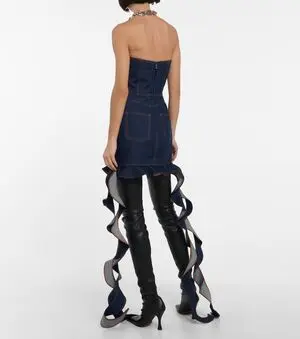 David Koma Corset Mini Denim Dress