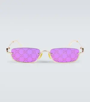 Gucci Gg Rectangular Sunglasses - Gold