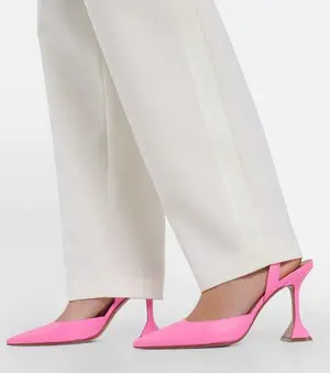 Amina Muaddi Holli Glass Slingback Pumps