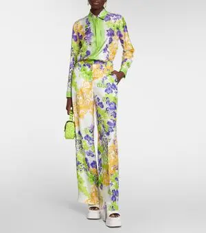 Versace Floral Wide-leg Pants - Multicoloured