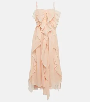 Chloé Ruffle-trimmed Ramie Midi Dress
