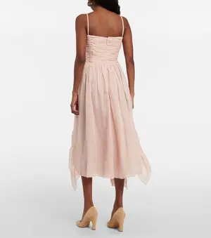 Chloé Ruffle-trimmed Ramie Midi Dress