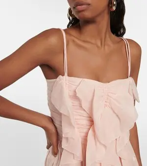 Chloé Ruffle-trimmed Ramie Midi Dress