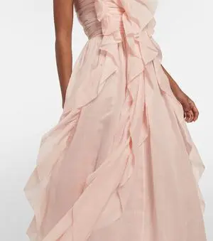 Chloé Ruffle-trimmed Ramie Midi Dress