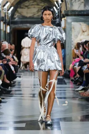 Simone Rocha Puff-sleeve Metallic Minidress