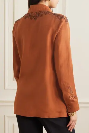 Gabriela Hearst Josey Embroidered Linen Shirt