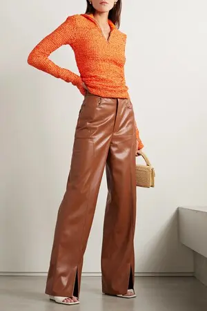 Nanushka Basha Vegan Leather Wide-leg Pants