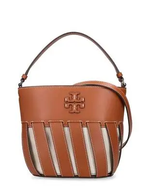 Tory Burch Small Mcgraw Leather Die Cut Bucket Bag - Classic Cuoio