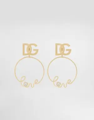Dolce & Gabbana Clip-on “love” Earrings With Dg Logo - Gold