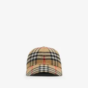 Burberry Check Cotton Baseball Cap Archive Beige