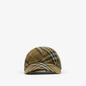 Burberry Check Cotton Baseball Cap Camp