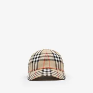 Burberry Check Cotton Baseball Cap - Sand Beige