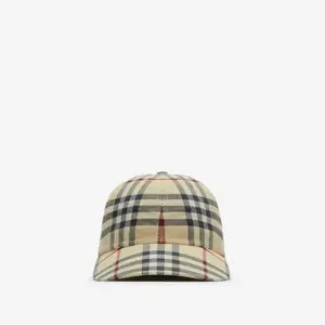 Burberry Check Cotton Baseball Cap Stone