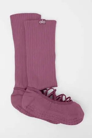 Alo Yoga Strappy Grip Socks Soft Mulberry