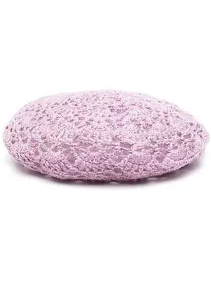 GANNI Crochet-knit Beret - Pink