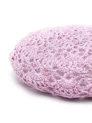 GANNI Crochet-knit Beret - Pink