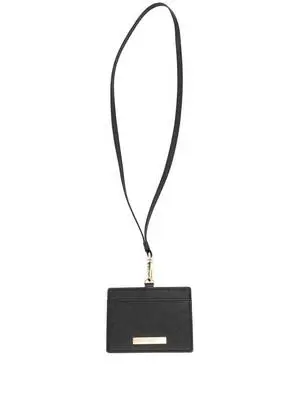 AGNÈS B. Logo-plaque Neck-strap Leather Cardholder - Black