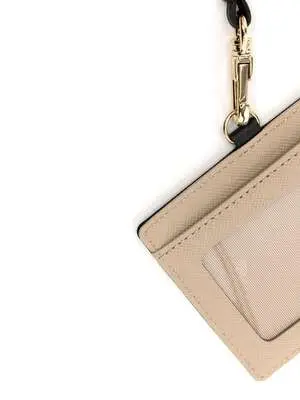 AGNES B. Logo-plaque Neck-strap Leather Cardholder