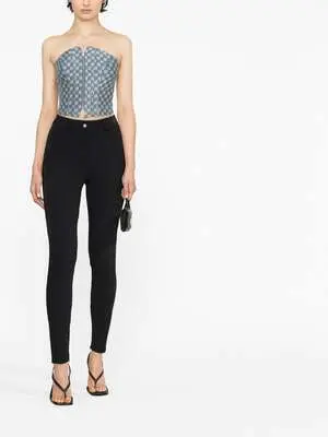 MISBHV Monogram-jacquard Strapless Corset Top