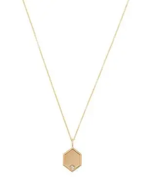 Lizzie Mandler Diamond Hexagon Charm Necklace - Gold